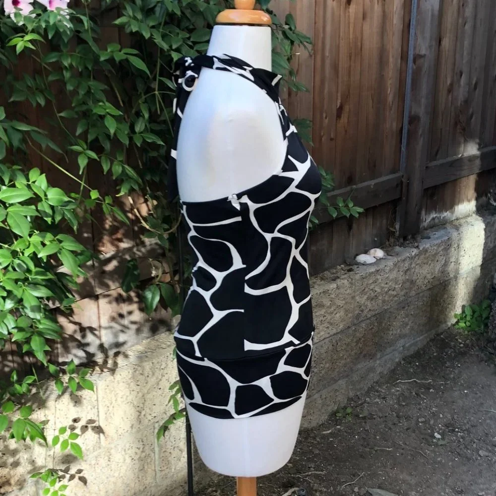 Tops | Whbm Silk Giraffe Print Halter Top Xs | Poshmark